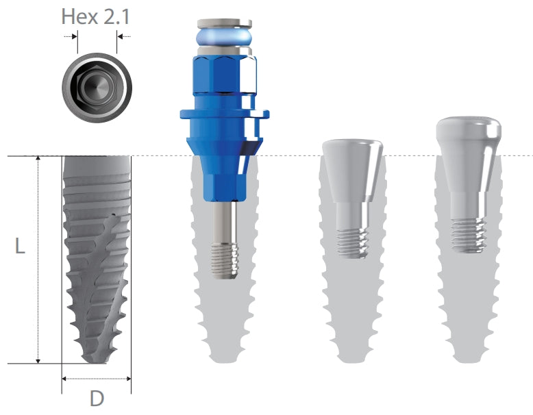 Implante dentário cilíndrico cônico INNO Submerged Narrow Implant 3.3 ...